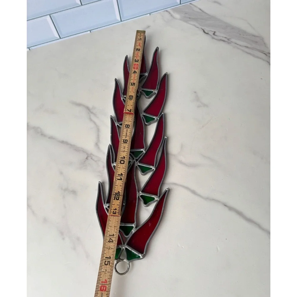 Accents | Stained Glass Red Chili Pepper Ristra Suncatcher Window ...